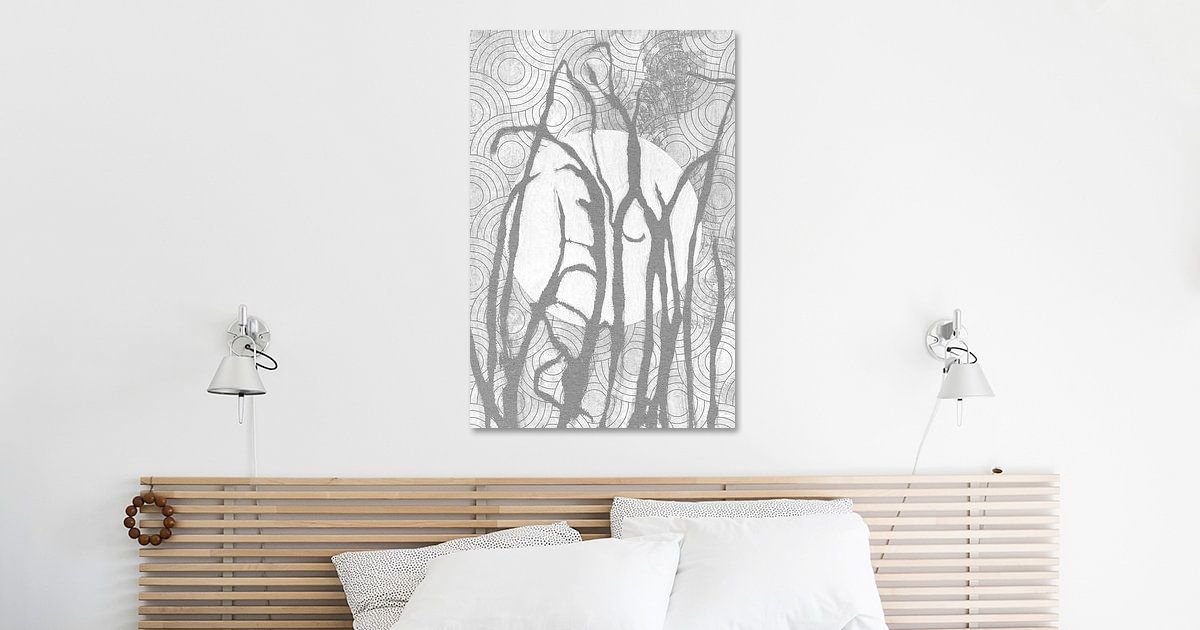 Ikigai. Gras en Maan. Abstracte minimalistische Zen kunst. Japanse stijl VIII van Dina Dankers ...